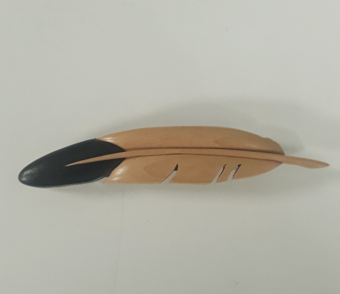 FEATHER HAİR CLİP, Wooden Hair Clip, Barrette, Eagle Feather, Hairpin ...