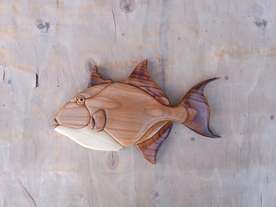 TRİGGERFİSH İNTARSİA, Home Decor, Wall Decor, Hunter, Intarsia Wooden ...