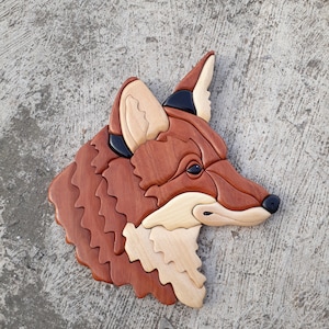INTARSIA RED FOX Intarsia Intarsia Wooden Art Wild Life - Etsy