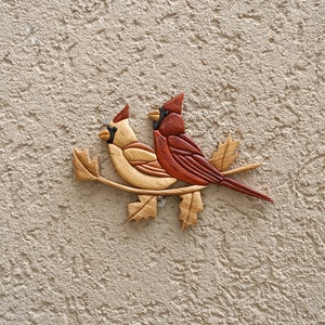 CARDİNAL BİRD, Intarsia Wooden Art, Wild Life, Home Decor, Wall Decor ...
