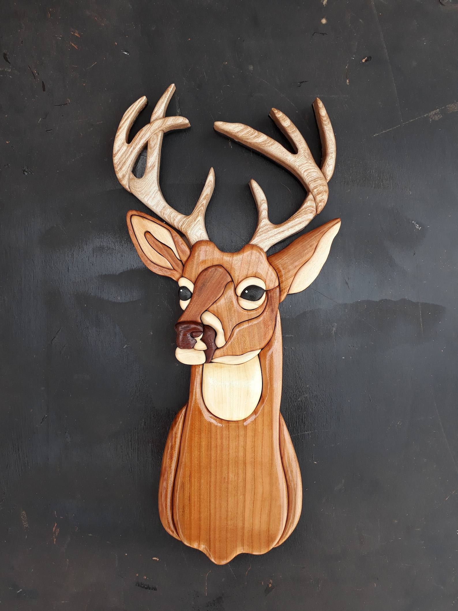 Point Buck Intarsia Intarsia Wooden Art Poplar Wall Decor - Etsy
