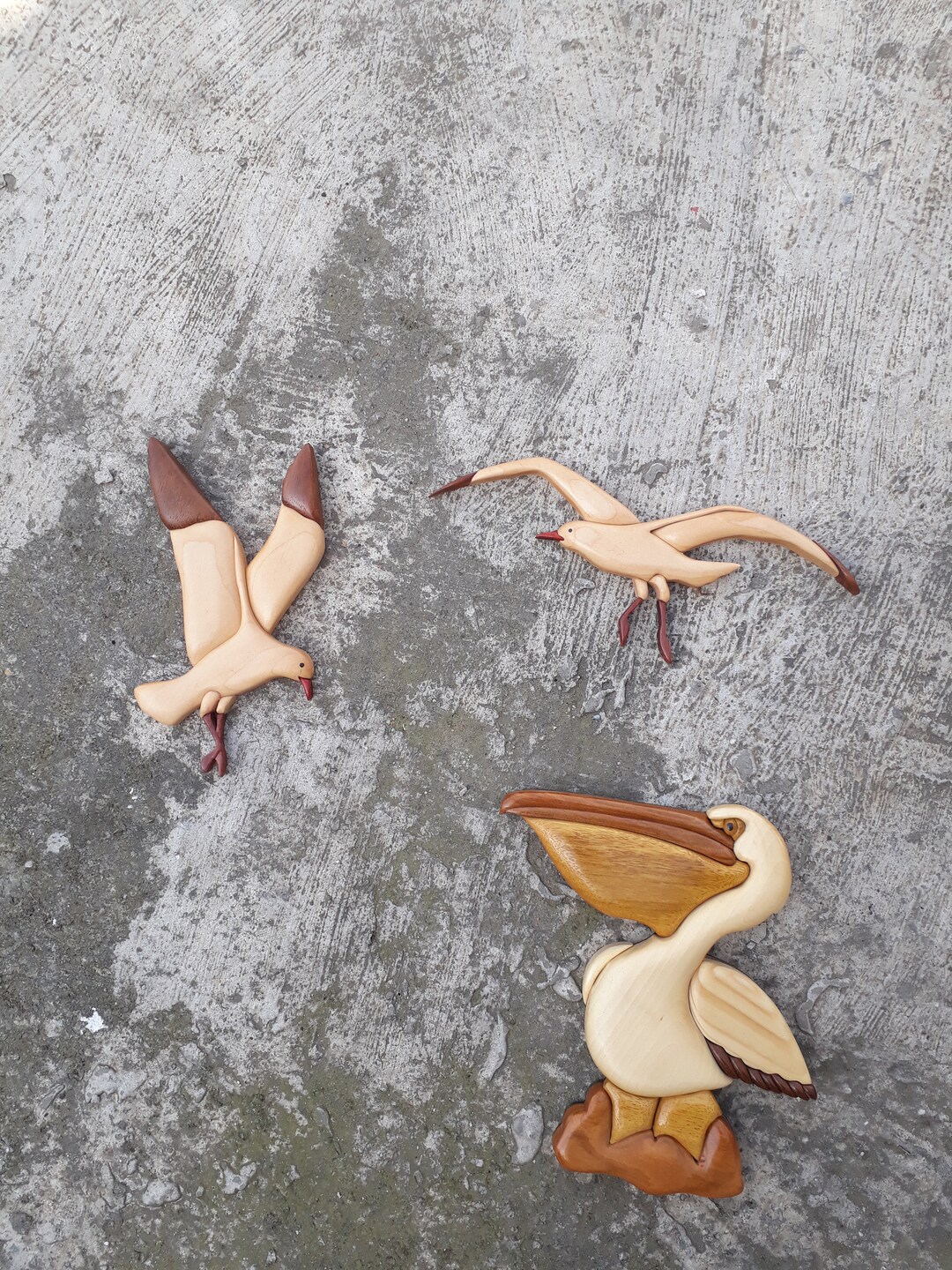 Brown Pelican and Seagulls Intarsia Wooden Wall Art, Door Trim - Etsy