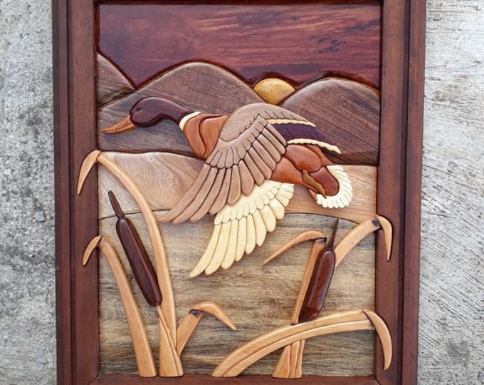 Intarsia Wooden Mosaic Rooster Wall Hanging by Hans Boecher - Etsy