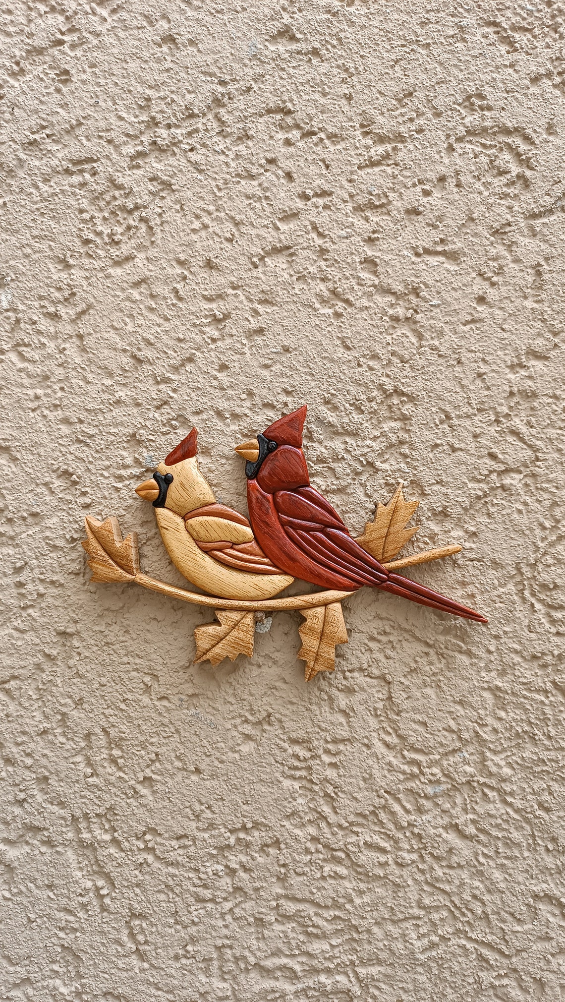 CARDİNAL BİRD, Intarsia Wooden Art, Wild Life, Home Decor, Wall Decor ...