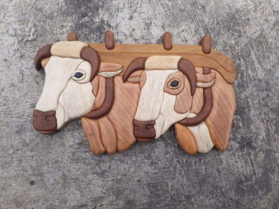 İNTARSİA OXEN intarsia wooden art intarsia wood art | Etsy
