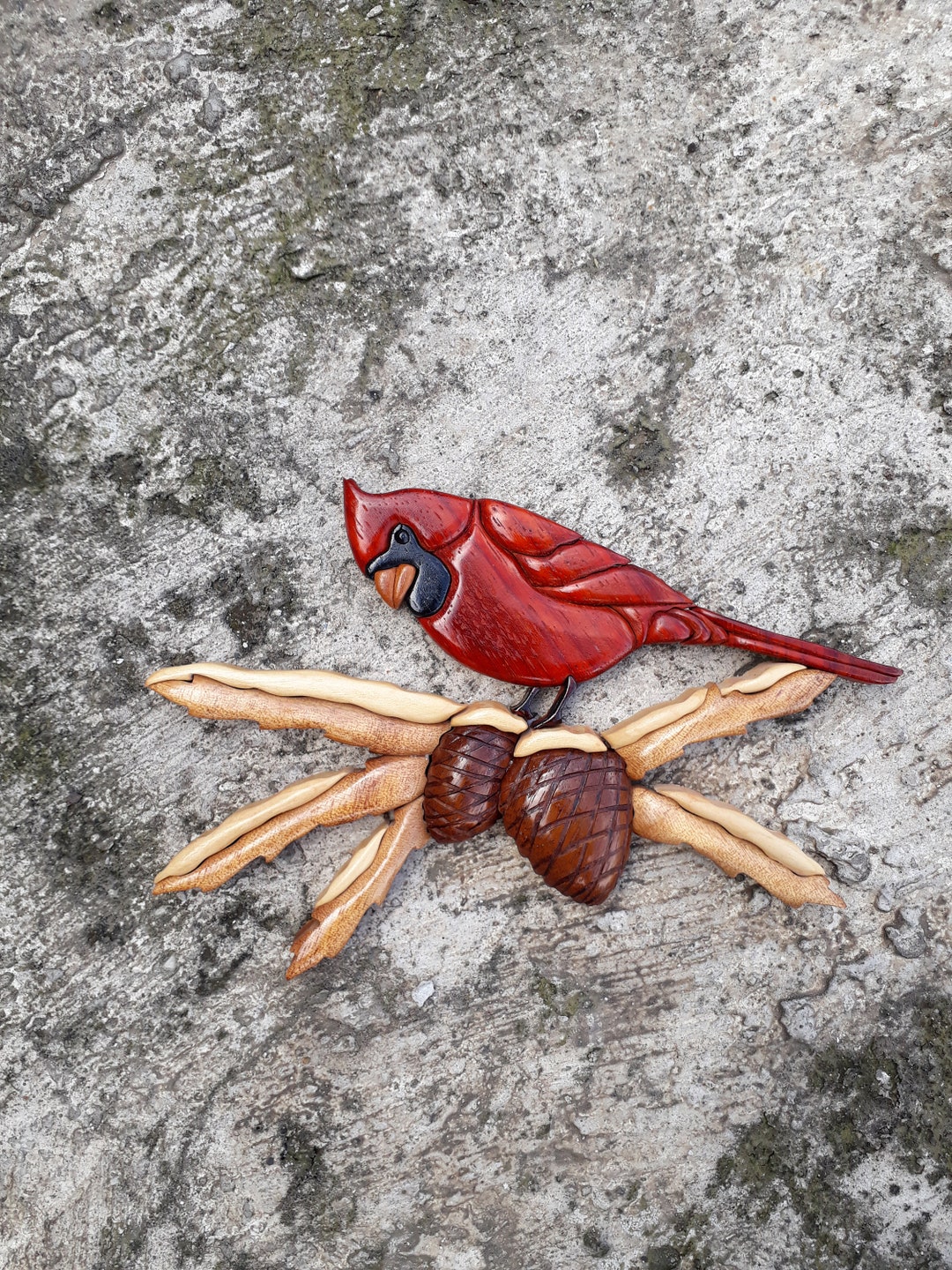 CARDİNAL BİRD, Intarsia Wooden Art, Wild Life, Home Decor, Wall Decor ...