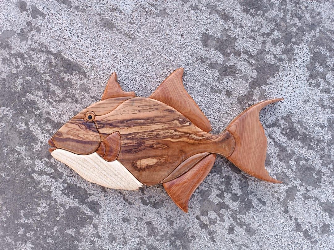 TRİGGERFİSH İNTARSİA, Home Decor, Wall Decor, Hunter, Intarsia Wooden ...