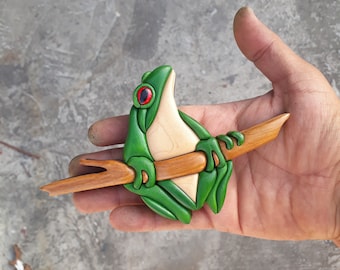 FROG İNTARSIA , Magnet, Intarsia Wooden Art, Wild Life, Home Decor ...
