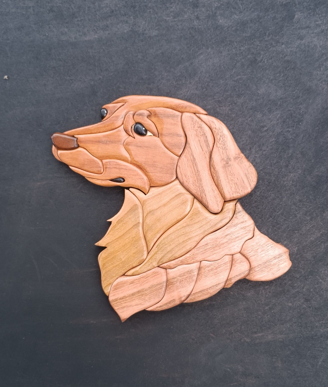 GOLDEN RETRİVER İNTARSİA, Home Decor, Wall Decor, Dog, Intarsia Wooden ...