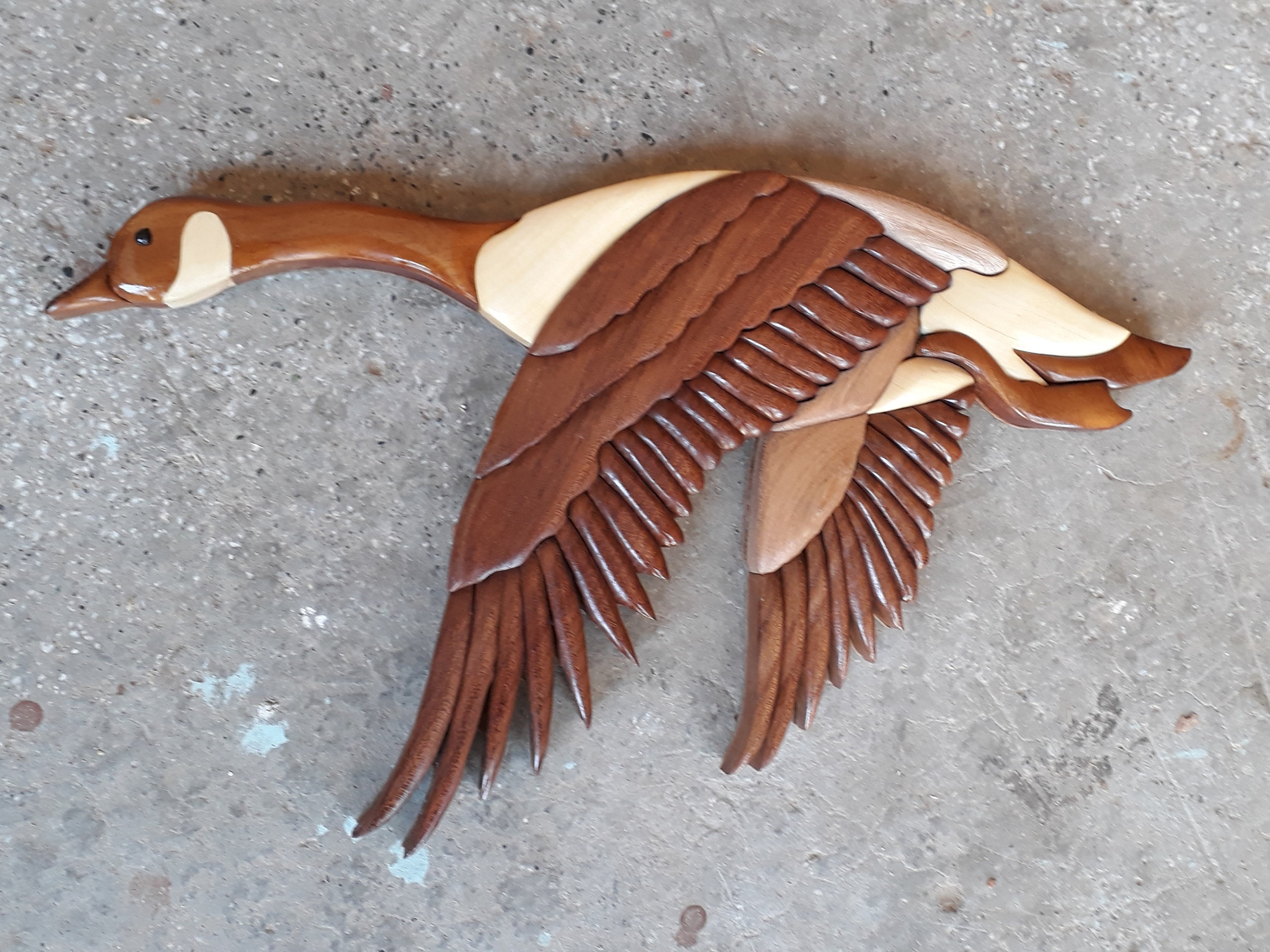 Flying Couple Canadian Goose Birdsart Intarsia Wooden Art - Etsy