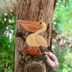 Handmade Intarsia Pelican Magnet, Wooden Animal Ornament - Etsy