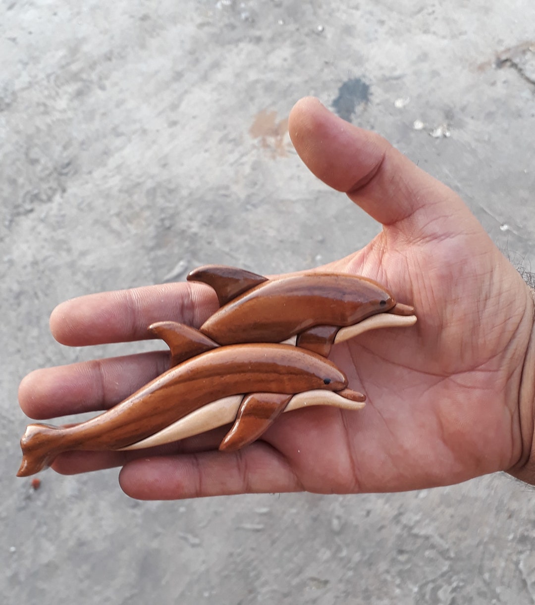 DOLPHİN INTARSIA , Magnet, Ornament, Wall Decor, Animal, Wooden Magnet ...