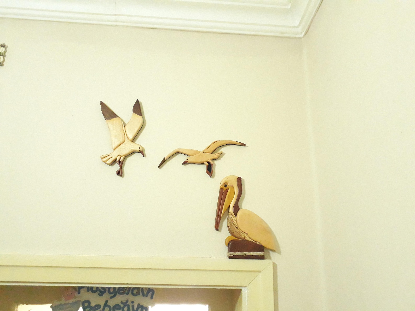Brown Pelican & Seagulls Intarsia Wooden Art Door Trim - Etsy