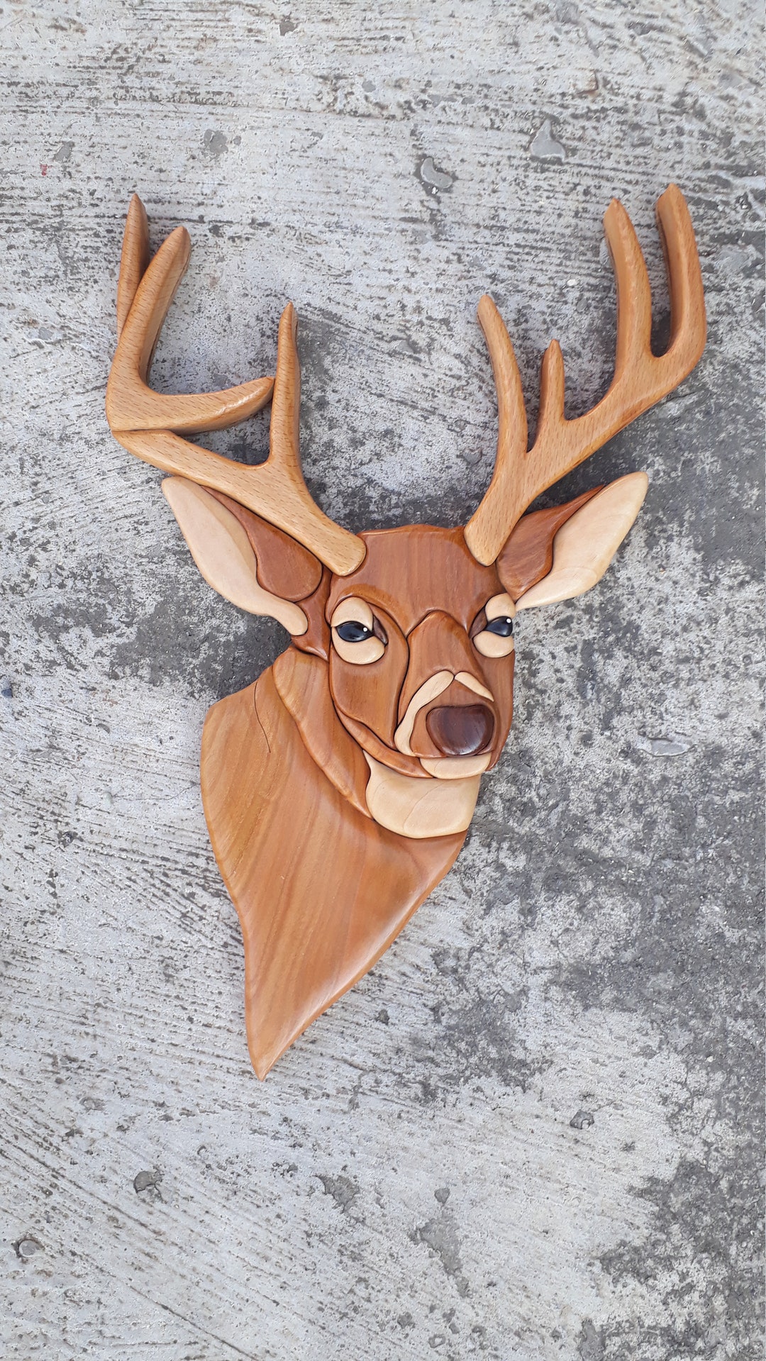 POINT BUCK, Intarsia , Intarsia Wooden Art, Poplar, Wall Decor, Home ...