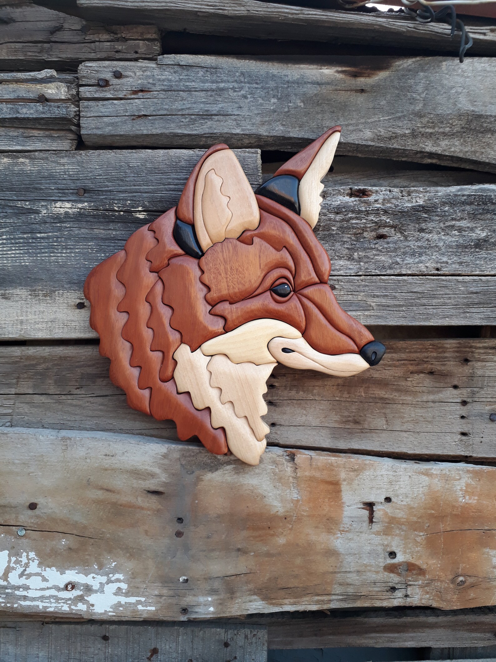 INTARSIA RED FOX Intarsia Intarsia Wooden Art Wild Life - Etsy