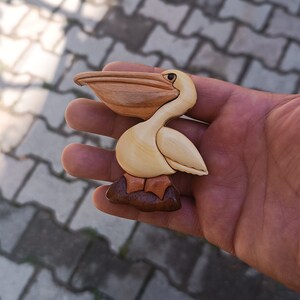 Handmade Intarsia Pelican Magnet, Wooden Animal Ornament - Etsy