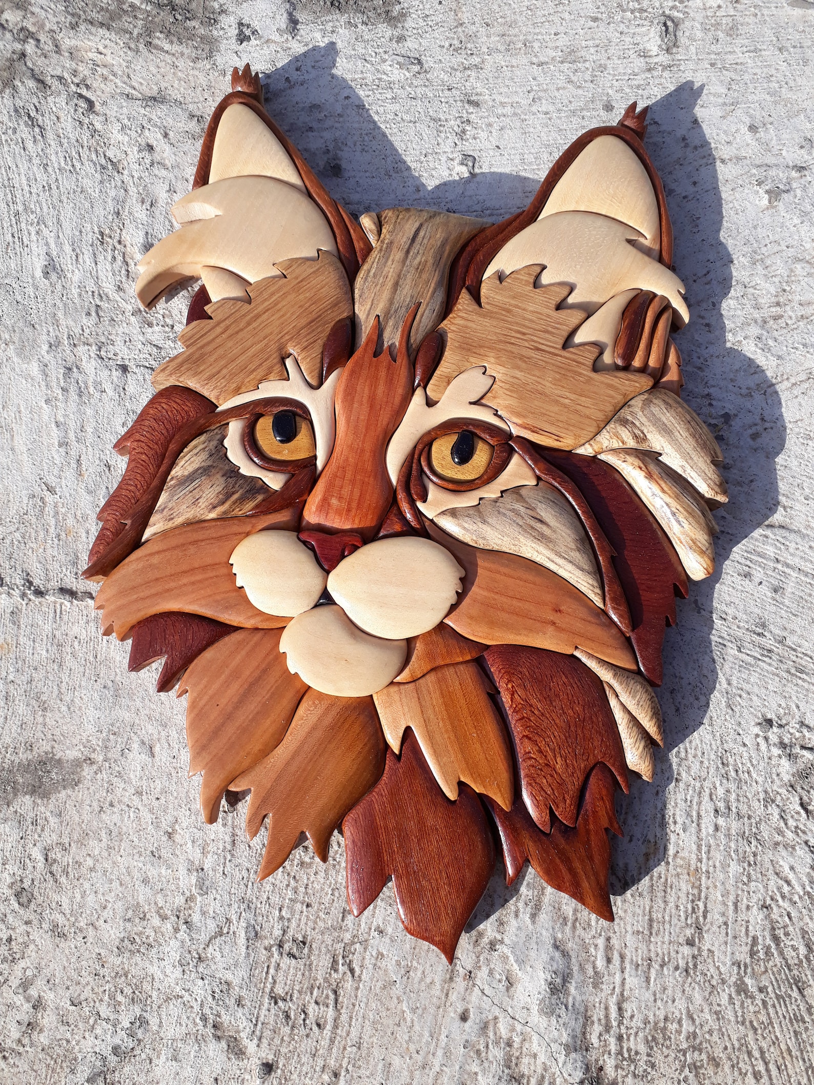 CAT INTARSİA , Home Decor, Wall Decor, Animal, Cat, Pet, Intarsia ...