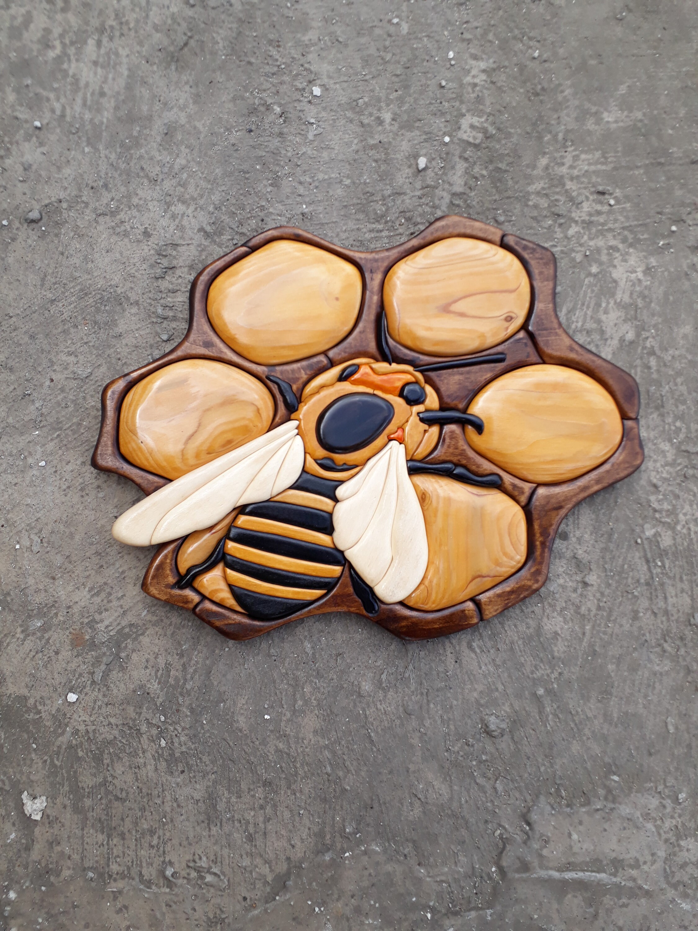 Bee and Honeycomb, Intarsia Wooden Art, Home Decor, Wall Decor, 3D Wall ...