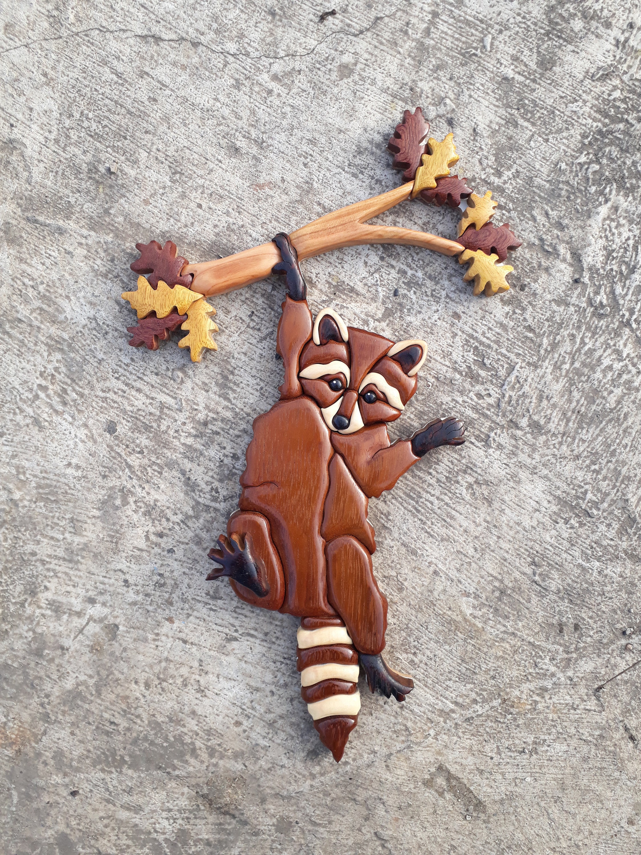 RACCOON INTARSIA wall decor intarsia wooden art home decor | Etsy