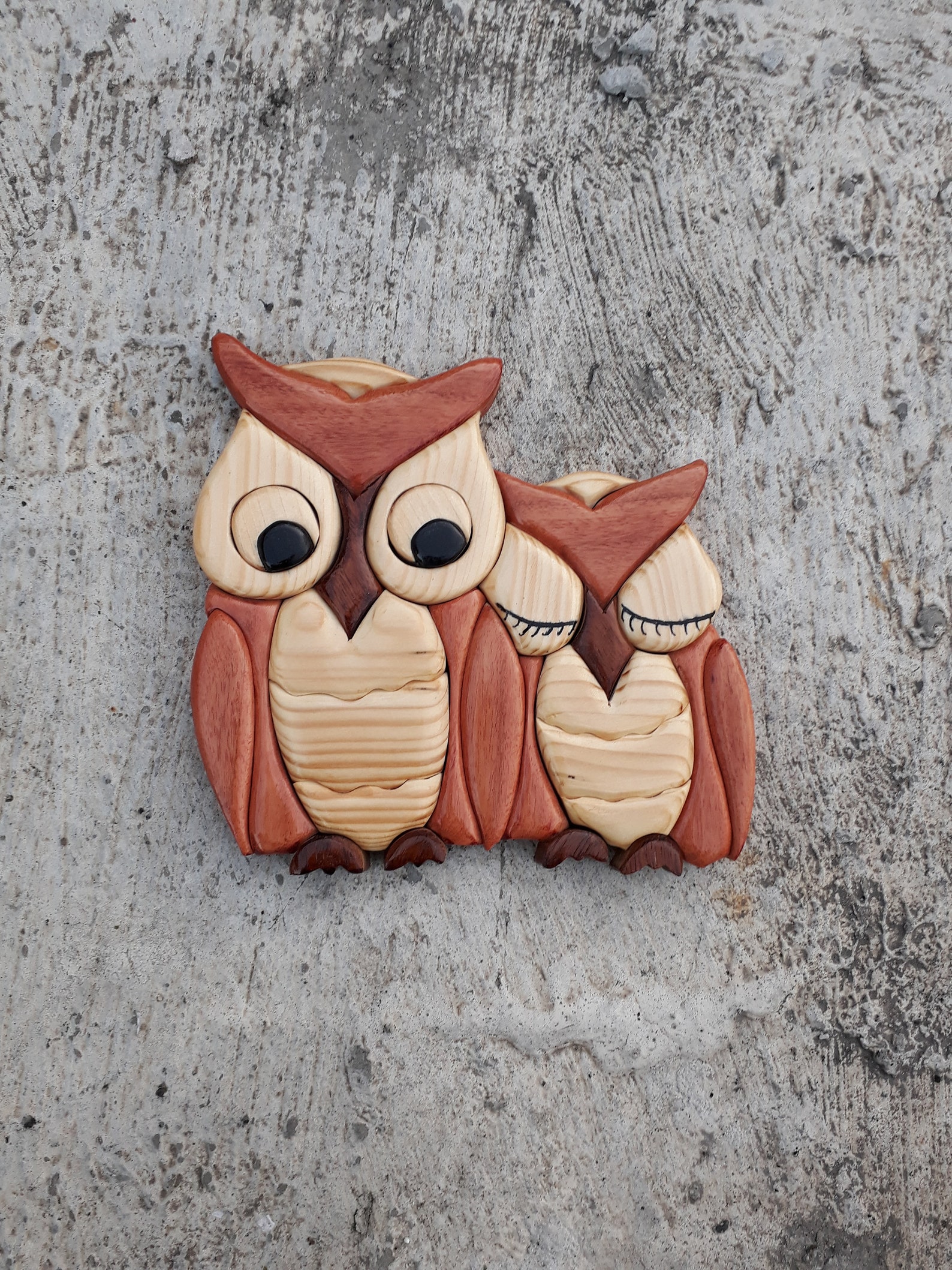 OWLS IN LOVE owl Valentine Intarsia Wooden Art Owl - Etsy