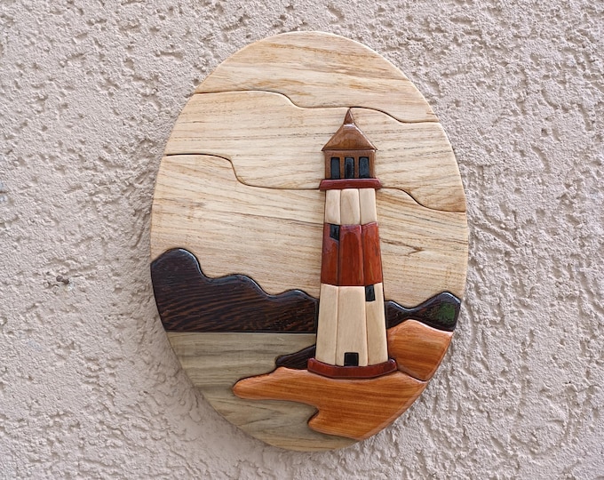 LIGHTHOUSE İNTARSİA, Home Decor, Wall Decor, SEA, Intarsia Wooden Art ...