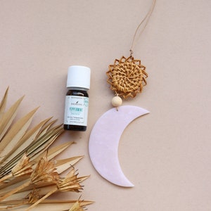 Essential Oil Crescent Moon Clay Car Diffuser, Natural Car Air ...
