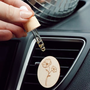 August Birth Flower, Wood Car Air Vent Diffuser, Poppy Birth Flowers, Essential Oil Car Diffuser ...