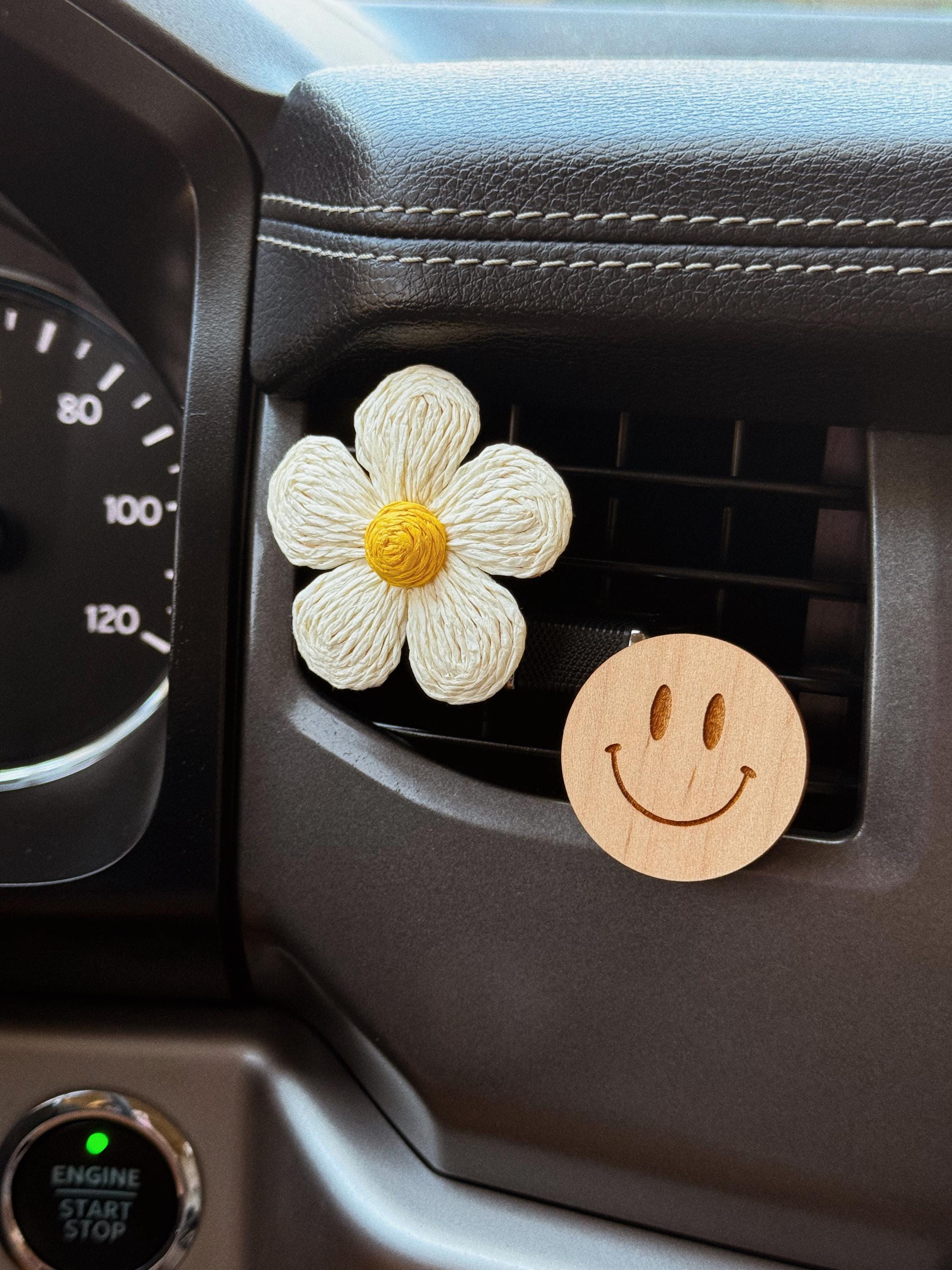 Daisy Flower Air Vent Car Diffuser, Raffia Flower Car Diffuser, Daisy ...