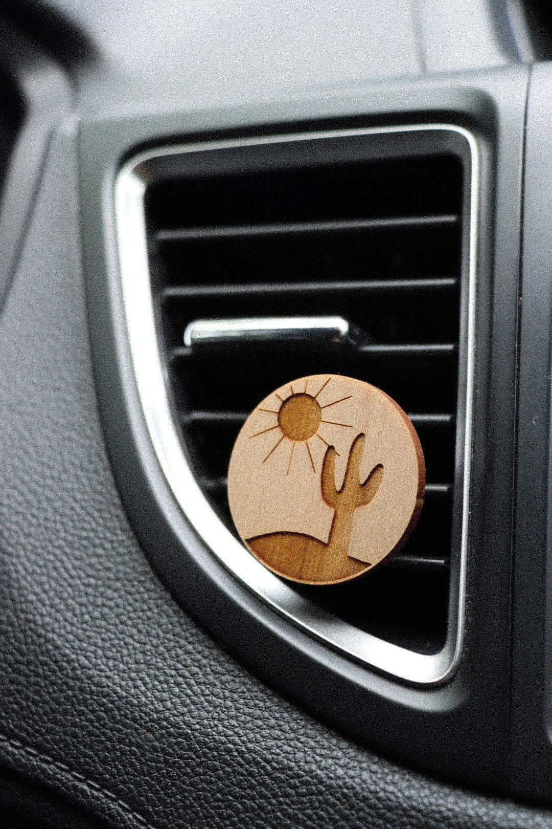 Desert Cactus Sun Essential Oil Car Air Vent Diffuser, Wood EO Diffuser ...