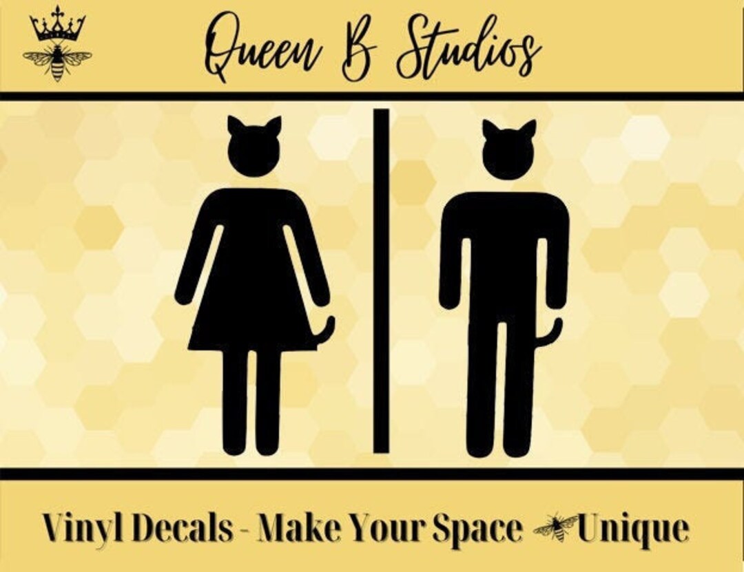 Cat Bathroom / Litter Box Vinyl Decal - Etsy