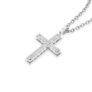 Double Layer Diamond Cross Necklace in 18k Yellow Gold - A Luxurious ...