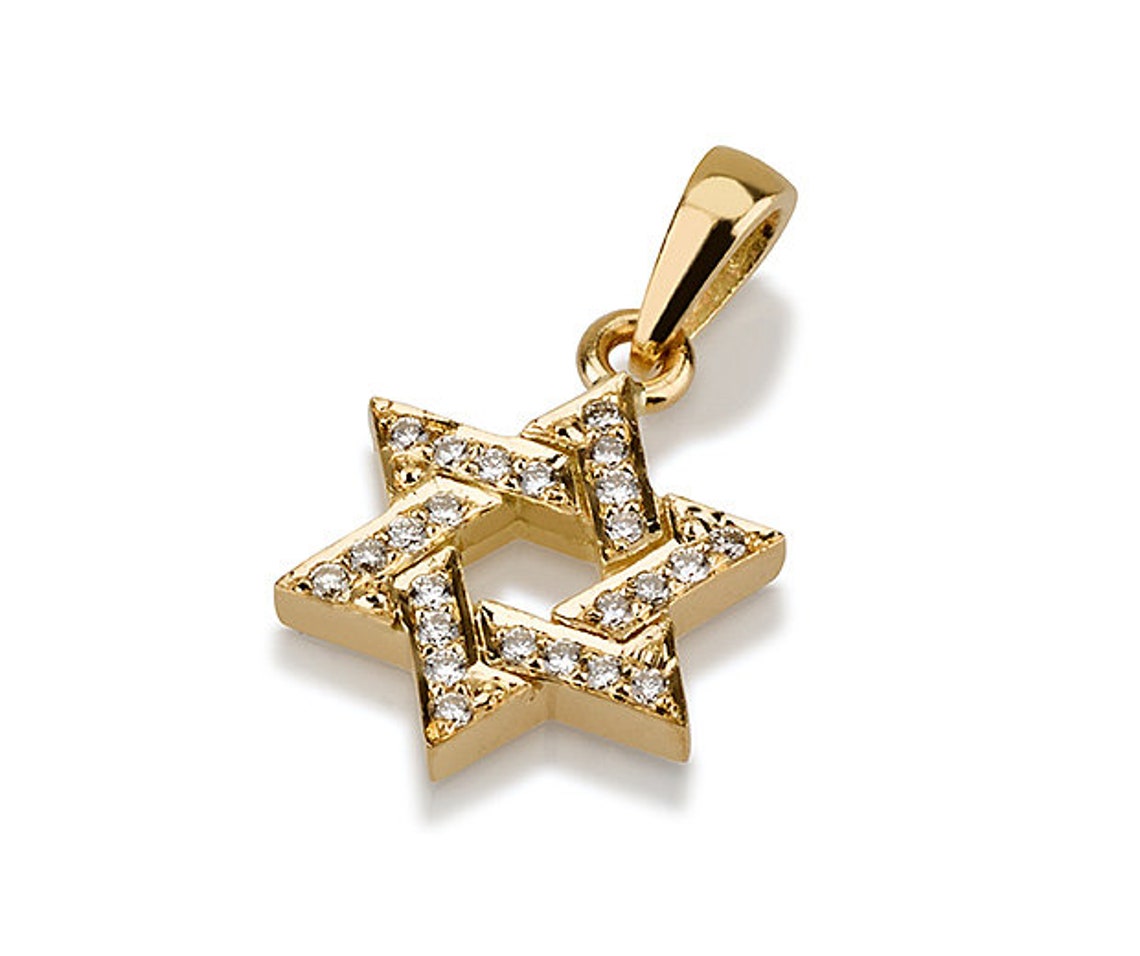 Diamond Star of David Necklace 18K Gold. | Etsy