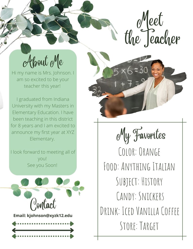 Meet the Teacher Editable Template / Back to School Welcome Letter ...