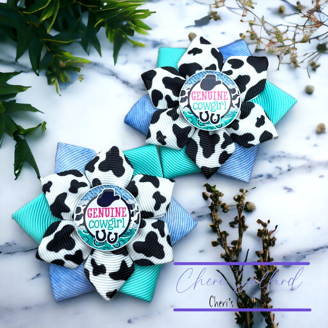 Genuine Cowgirl Pigtail Ribbon Hairbow Set - Etsy
