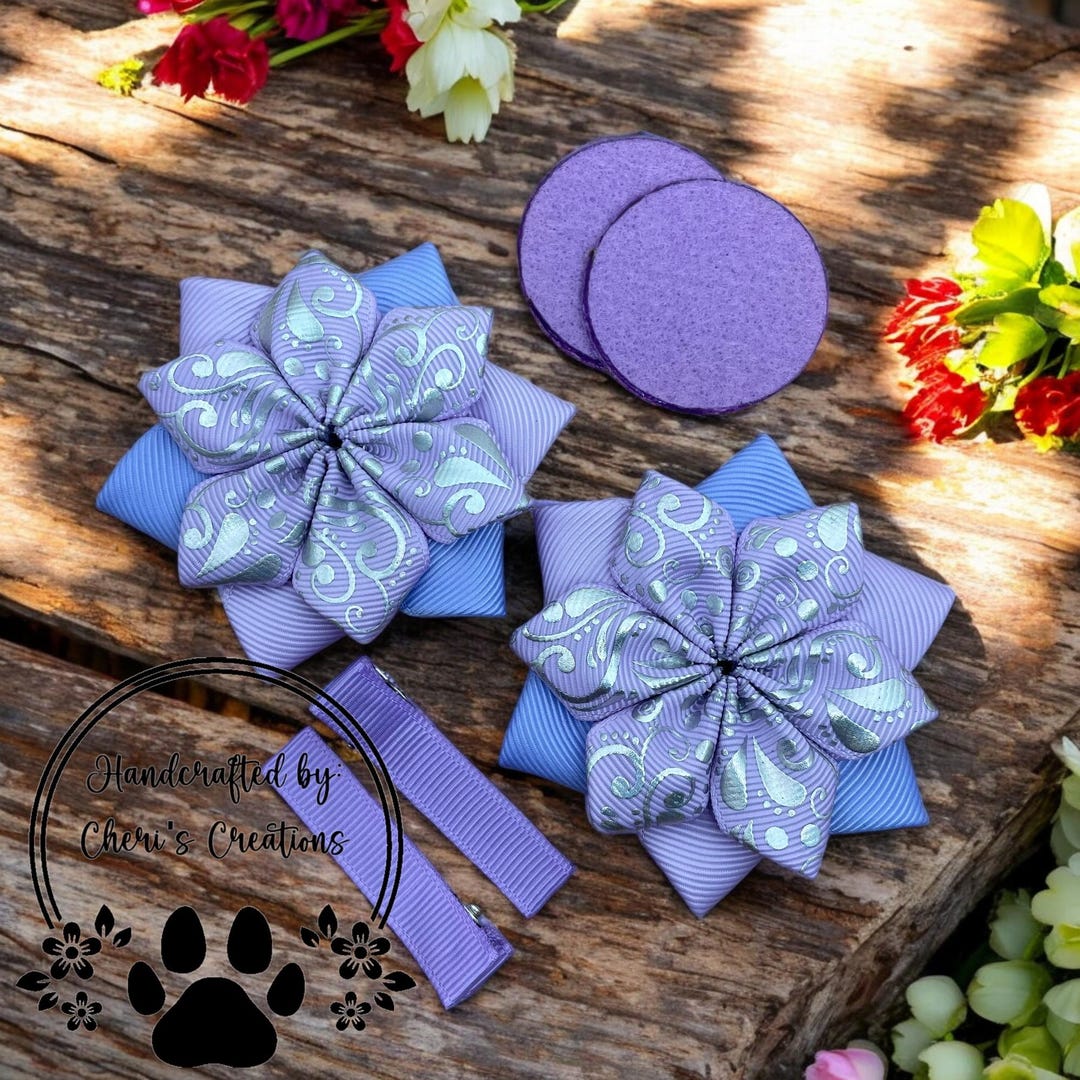 Purple Holographic Swirls DIY Ribbon Flower Bow Kit - Etsy