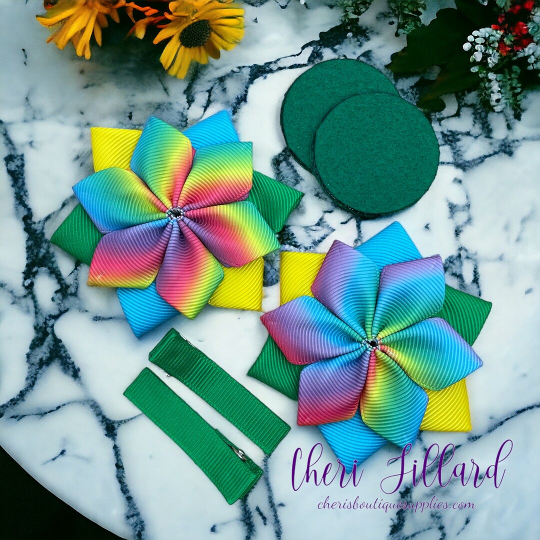 Bright Rainbow DIY Ribbon Flower Bow Kit - Etsy