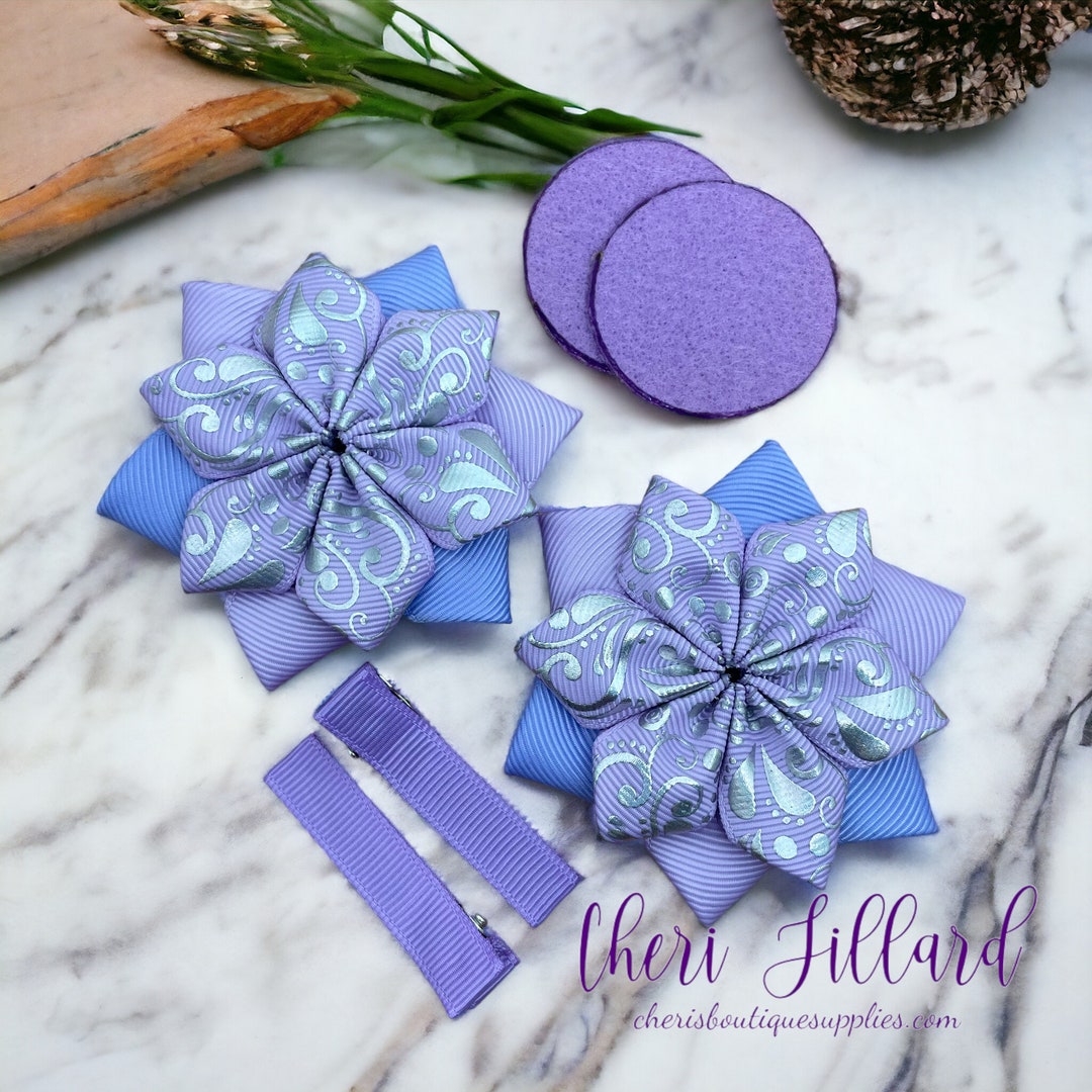 Purple Holographic Swirls DIY Ribbon Flower Bow Kit - Etsy
