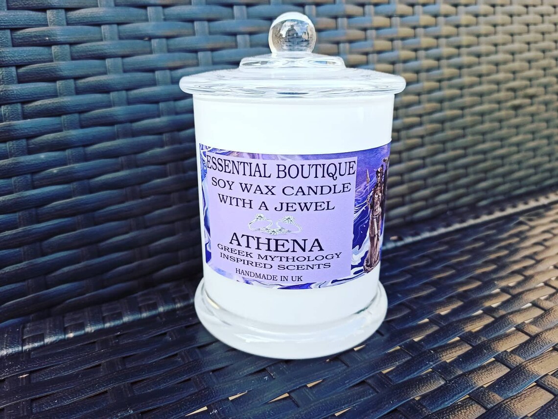 Candle with a jewel Inside Essential Boutique Candle ATHENA | Etsy