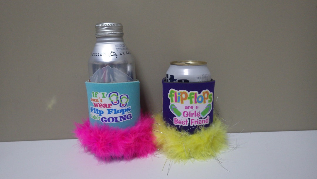 2 Fuzzy Beer Coolers With Fun Fuzz Flip-flop Collection - Etsy