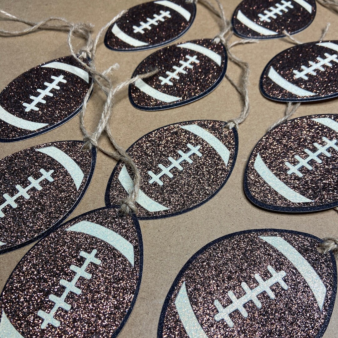 Glitter Football Gift Tags, Pack of 6 - Holiday Gift Tags - Sports Gift ...