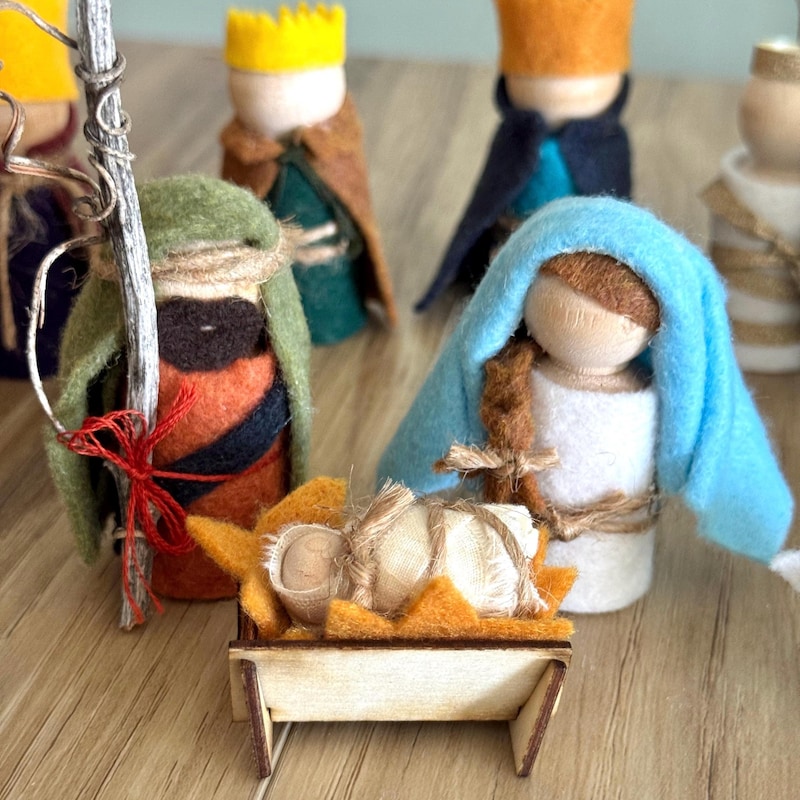 Peg Wooden Doll Nativity - Etsy