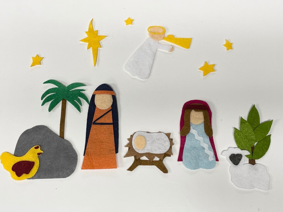Felt Nativity Story Pieces, Felt Board Stories Sunday School Lesson ...