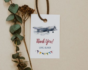 Printable Airplane Favor Tags Aviation Thank You Tags - Etsy