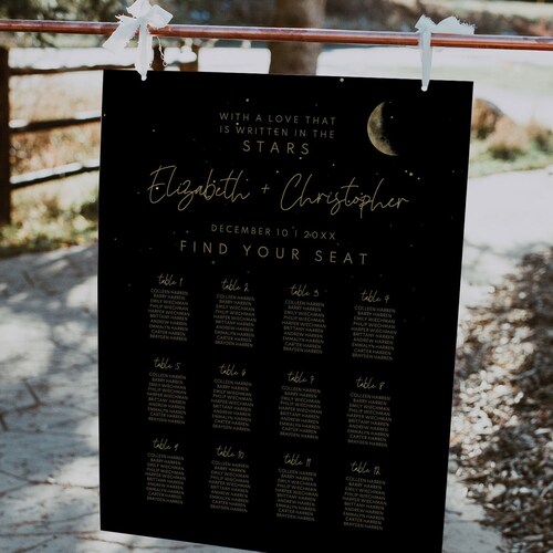 Starry Night Seating Chart Galaxy Wedding Seating Plan - Etsy