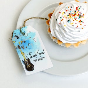 Rock and Roll Favor Tags, Rock 'n Roll Birthday Party Tags, Guitar ...