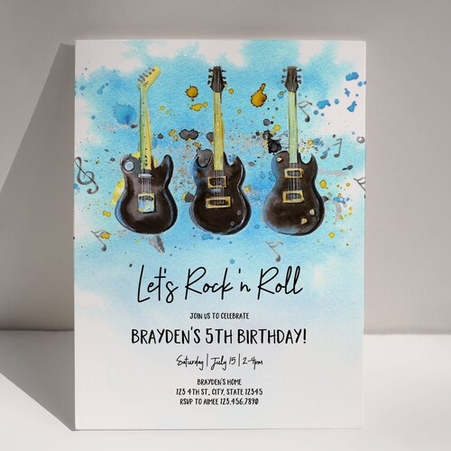Rock and Roll Birthday Invitation Rocker Birthday Invite - Etsy