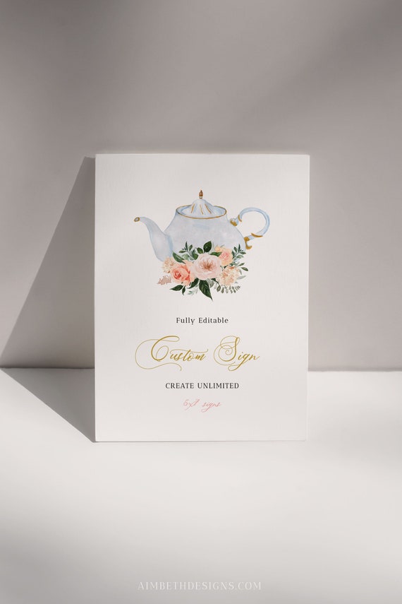 Tea Party Sign Tea Party Decor 5x7 Sign Template Bridal Tea | Etsy