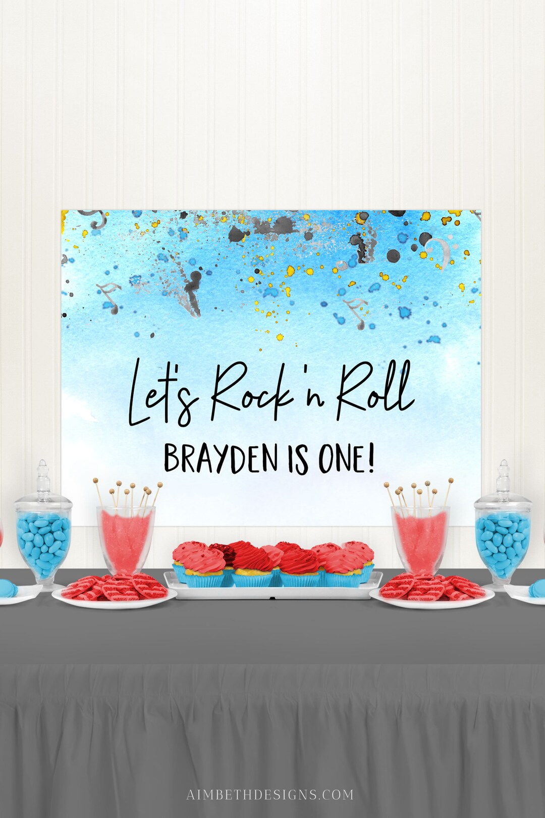 Rock and Roll Backdrop, Rock and Roll Birthday Backdrop, Rock N Roll ...