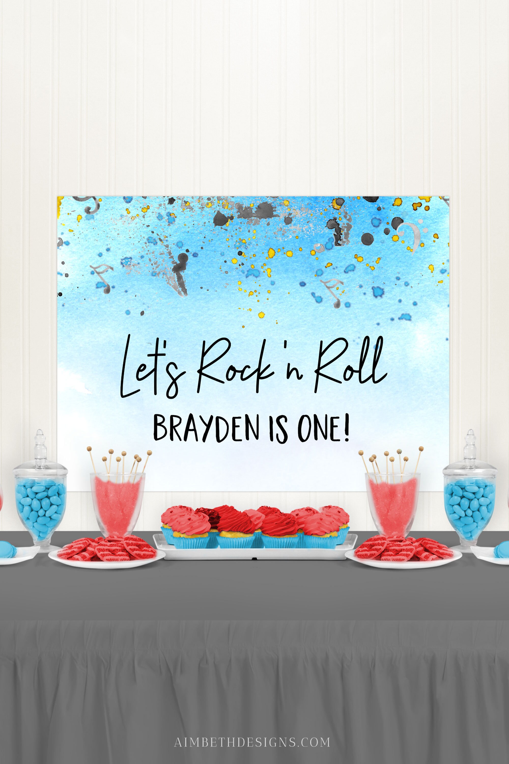 Rock and Roll Backdrop Rock and Roll Birthday Backdrop Rock - Etsy