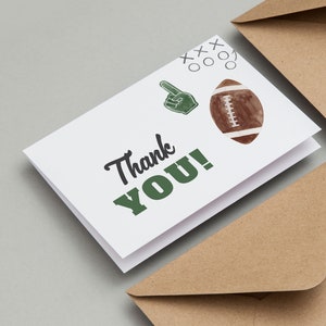 Football Thank You Card, Football Folded Thank You Card, Football ...